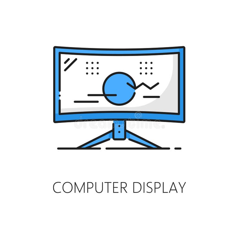 Computer Display Software Thin Line Color Icon Stock Vector ...