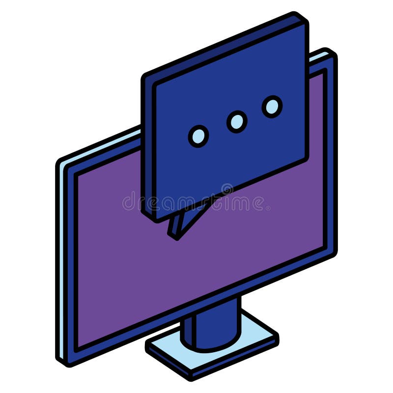 Computer Display with Speech Bubble Stock Illustration - Illustration ...