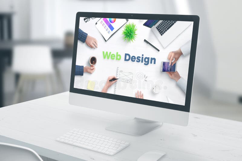 Web Design Text on Office Desk. Concept of Web Development Team Work ...