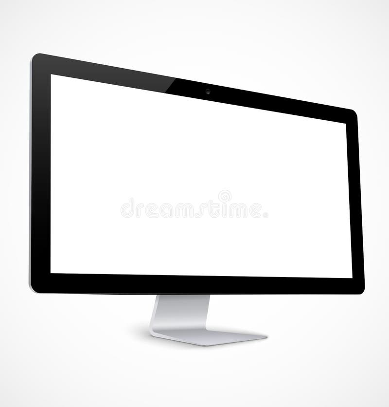 Computer Display with White Screen Stock Vector - Illustration of ...
