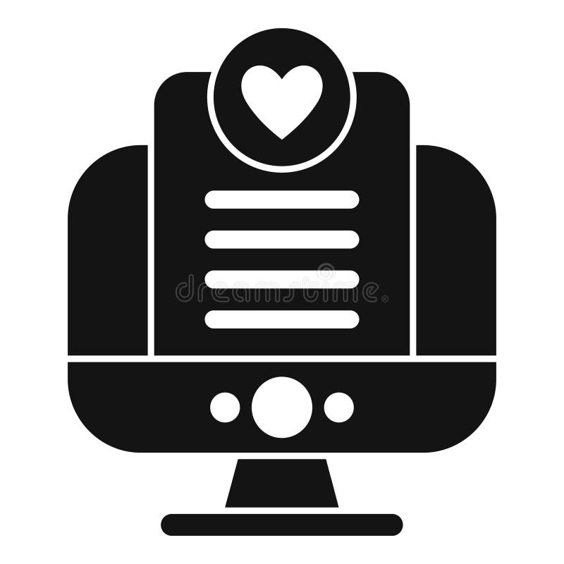 Computer Showing Online Dating Profile with Heart Icon Stock ...