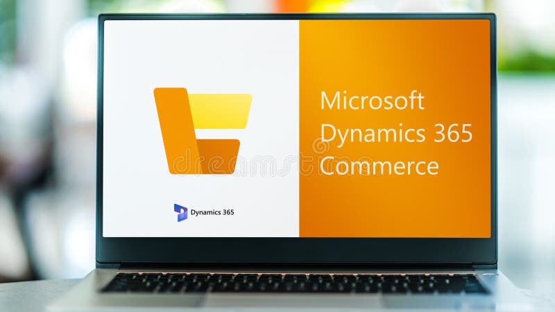Computer Displaying Logo of Microsoft Dynamics 365 Commerce Editorial ...