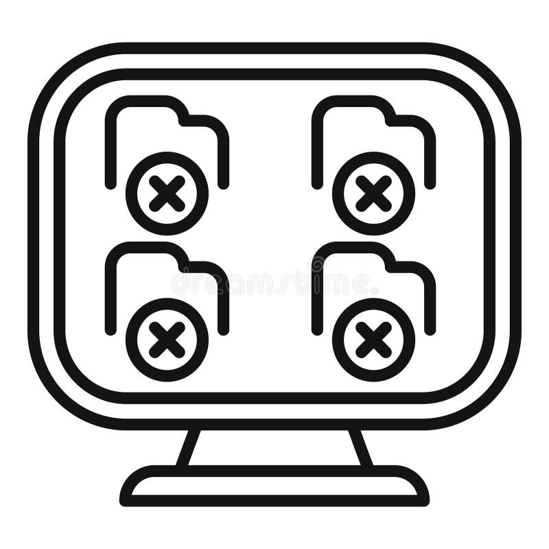 Computer Displaying Multiple Folders with Errors on Screen Stock Vector - Illustration of glitch ...