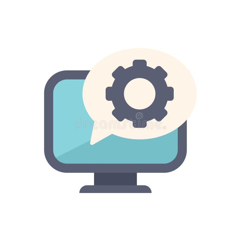 Computer Displaying Setting Cogwheel Inside Speech Bubble Stock Vector ...