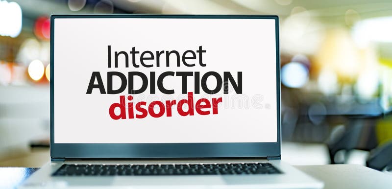 Computer Displaying the Sign of Internet Addiction Disorder Stock Photo ...