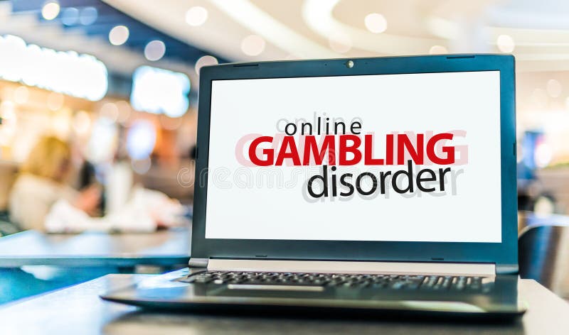Computer Displaying the Sign of Online Gambling Disorder Stock Image ...