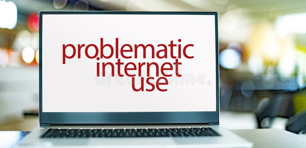 Computer Displaying the Sign of Problematic Internet Use Stock Photo ...