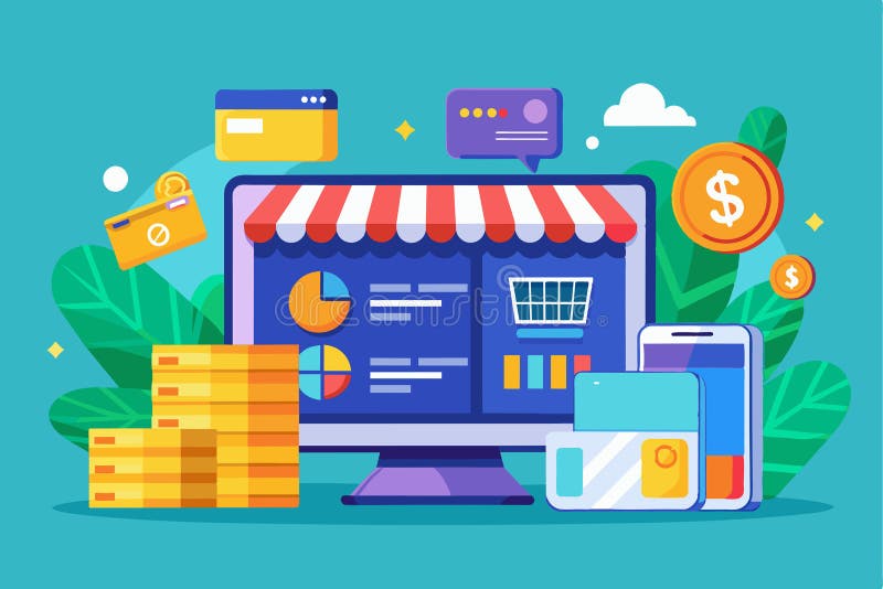 A Computer Displays an Online Shopping Interface with Various Payment ...