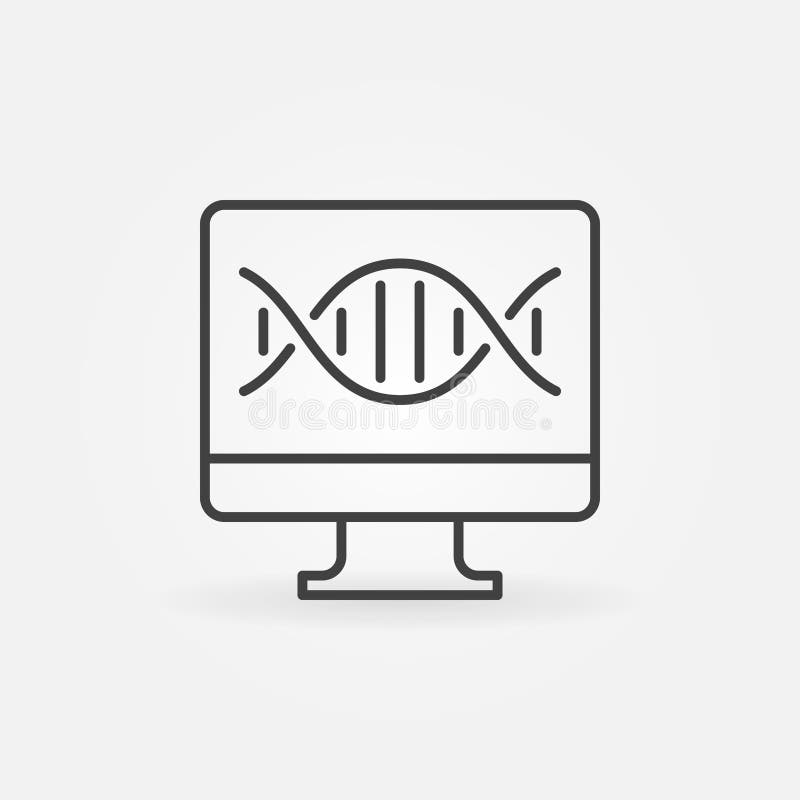 Computer with DNA Outline Vector Icon. PC with DNA Sign Stock Vector ...
