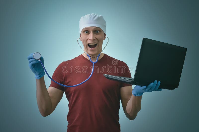 Computer doctor. stock photo. Image of isolated, doctor - 129146296