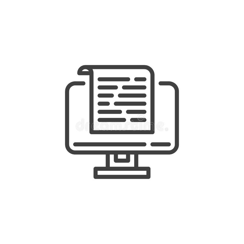 Computer Document Line Icon Stock Vector - Illustration of editable ...