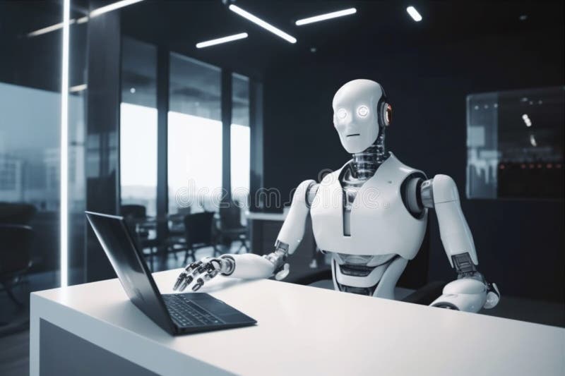 Paper Office Document Hand Laptop Robot Artificial Digital Ai ...