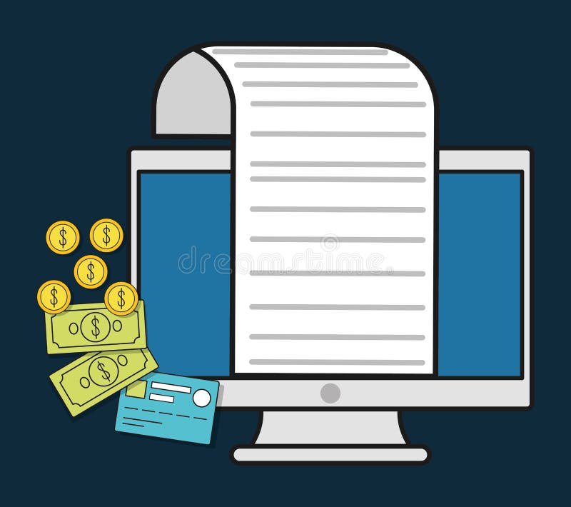Computer Document Paper Invoice Payment Icon. Vector Graphic Stock ...