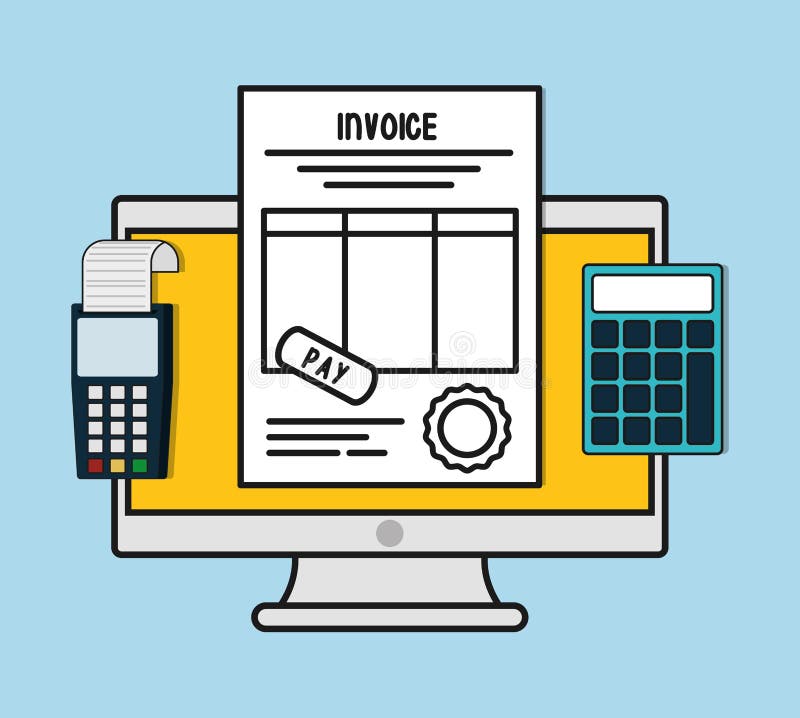 Computer Document Paper Invoice Payment Icon. Vector Graphic Stock ...