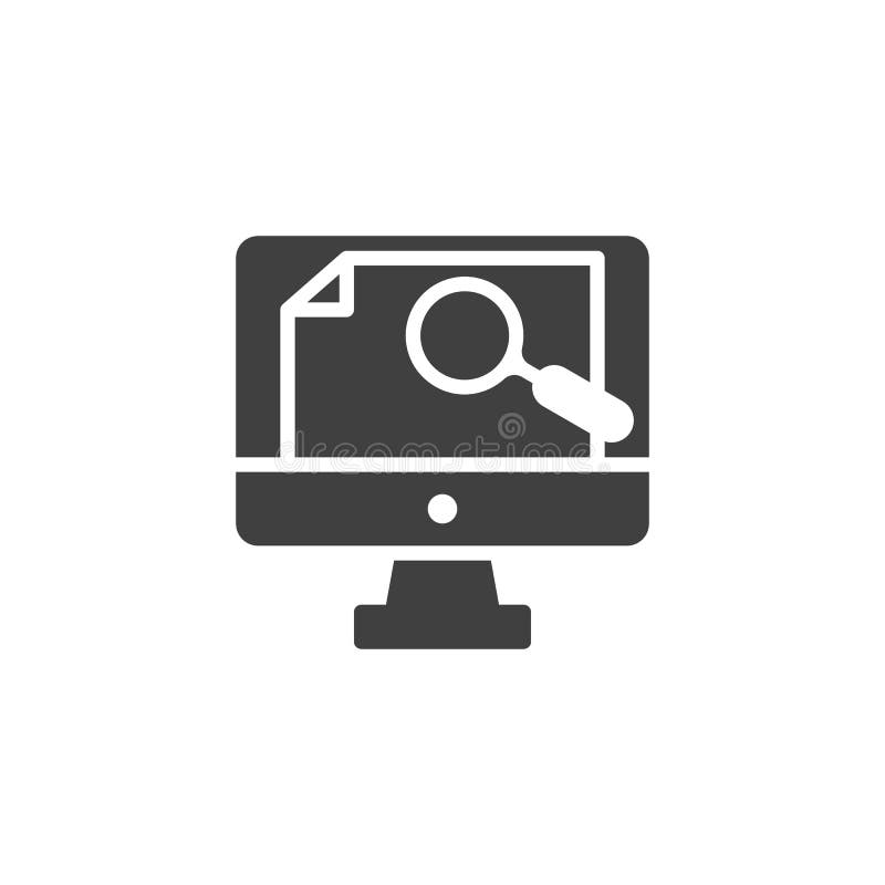 Computer Document Search Vector Icon Stock Vector - Illustration of ...
