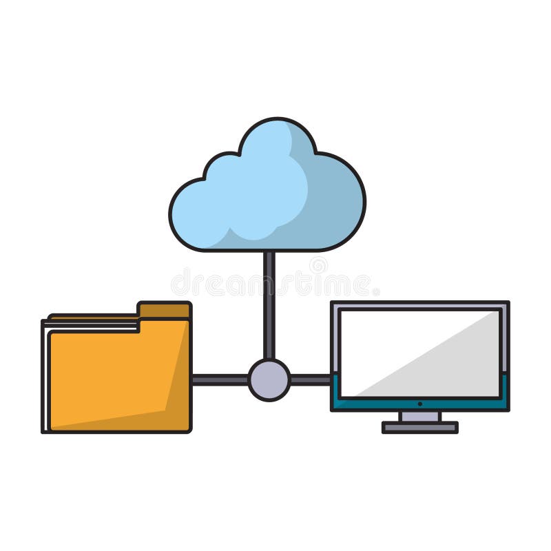 Computer with Documents Folder Stock Vector - Illustration of contract ...