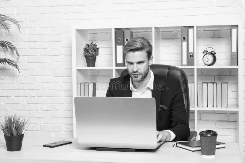 Computer Does More. Computer Specialist or Tech. Handsome Man Work on ...