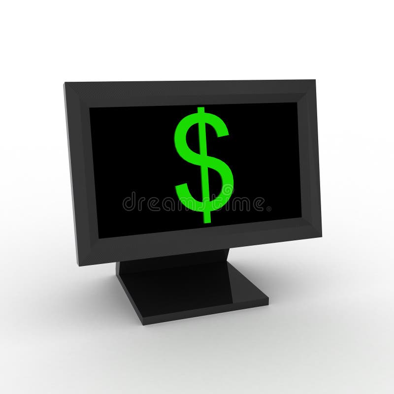 Computer with dollar stock illustration. Illustration of three - 8017218