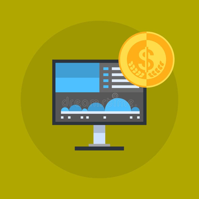 Computer with Dollar Coin Icon Ecommerce Technology Concept Stock ...