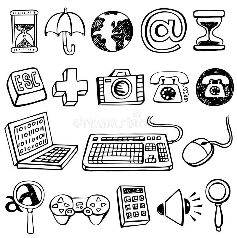 Computer doodles stock vector. Illustration of telephone - 11641673