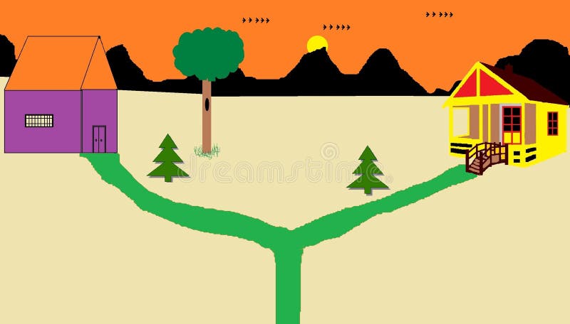 Computer Drawing, Penting Rajasthan Farmhouse Stock Illustration ...