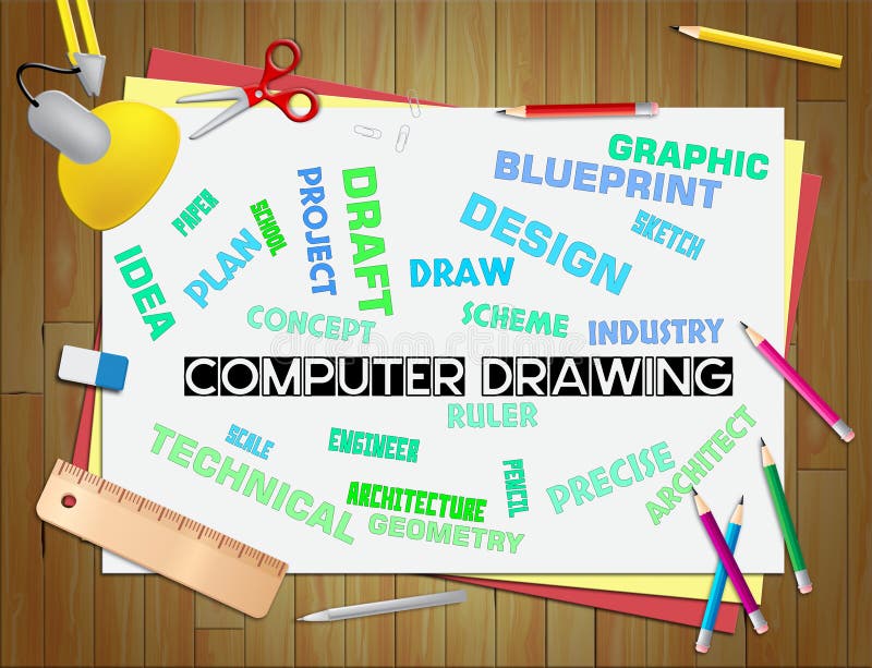 Computer Drawing Shows Sketching Design and Designer Stock Illustration ...