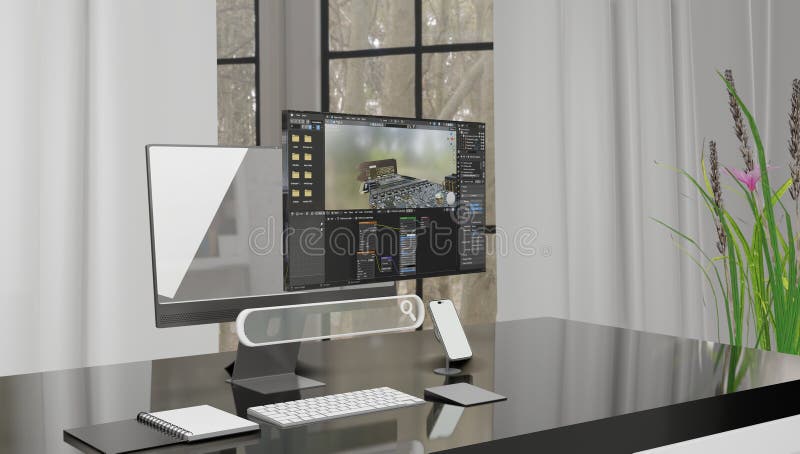 Computer with Dynamic Screen Display Featuring an Illustration of a ...