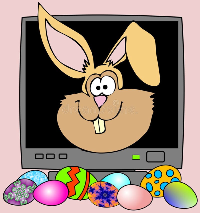 Computer Easter Rabbit with Decorated Eggs Stock Illustration ...