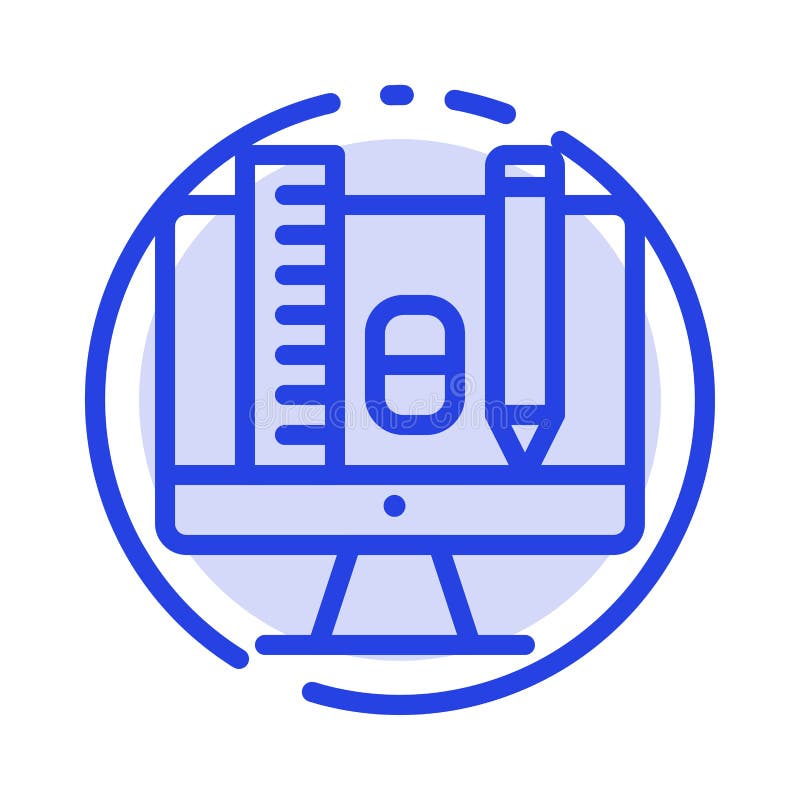 Computer, Education, Scale, Pencil Blue Dotted Line Line Icon Stock ...