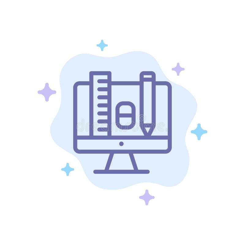 Computer, Education, Scale, Pencil Blue Icon on Abstract Cloud ...
