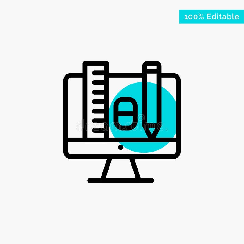 Computer, Education, Scale, Pencil Turquoise Highlight Circle Point ...