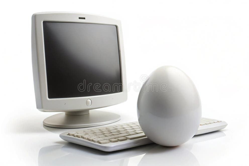 Computer Egg on White Background Stock Illustration - Illustration of ...