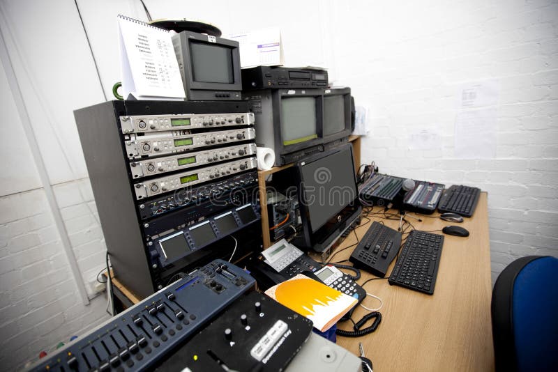 Computer and Audio Equipment in Television Studio Stock Photo - Image ...