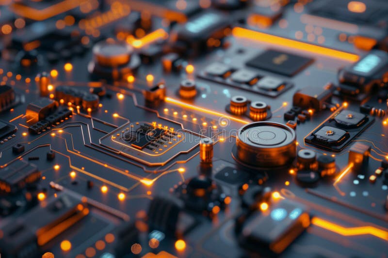 Computer Electronic Circuit Chips, Featuring a Dynamic and Futuristic ...