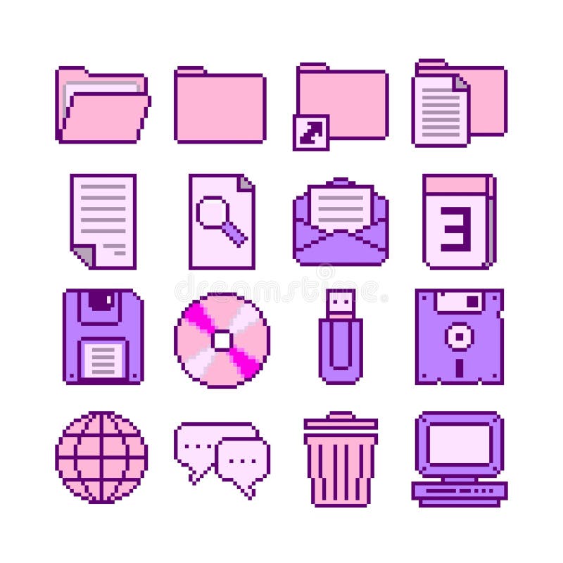 Computer Element Pixel Art Vector Illustration Set Stock Vector ...