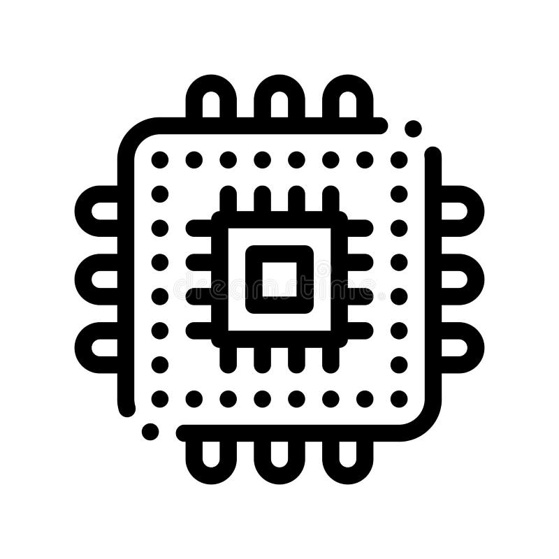 Computer Element Processor Vector Thin Line Icon Stock Vector ...