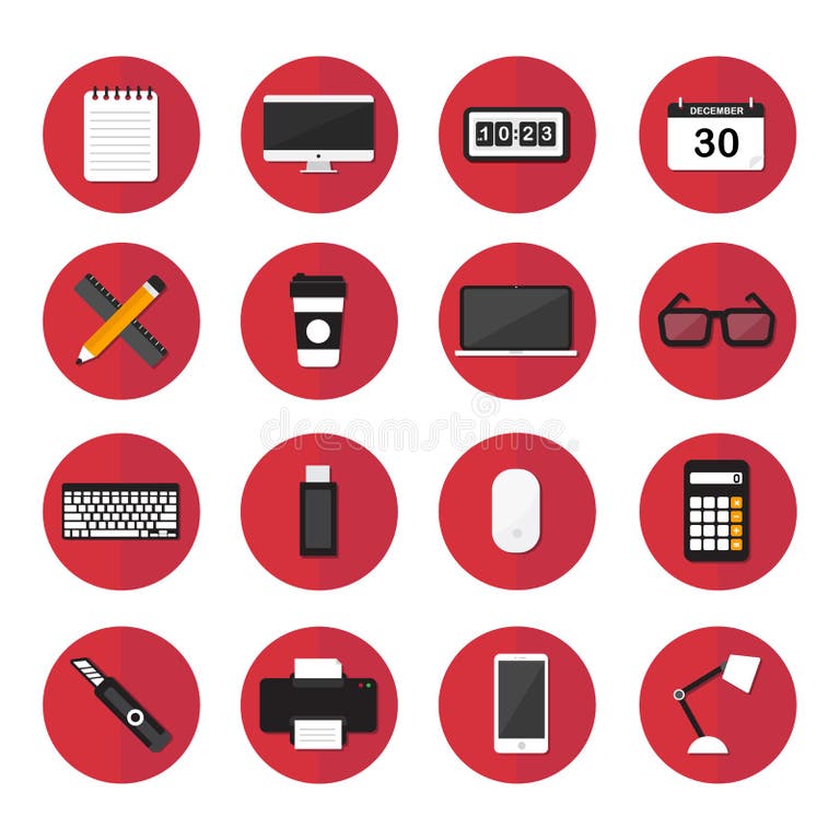 Computer Elements and Icons Flat Design Vector Set Stock Vector ...