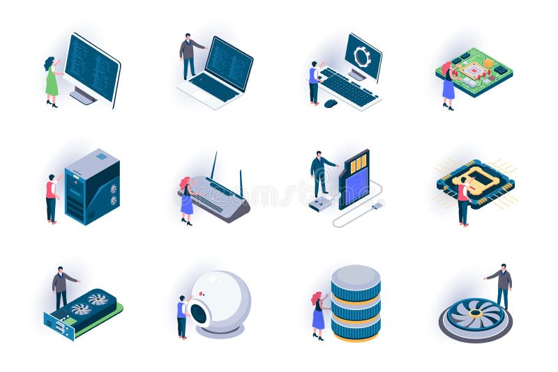 Isometric BIOS Chip Vector Illustration Stock Vector - Illustration of ...