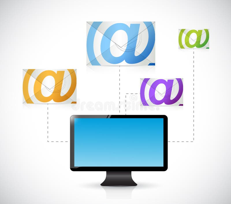 Email Communication Concept Around the World . Stock Illustration ...