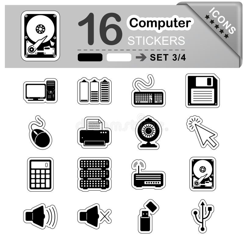 16 Computer En Internet-Pictogrammen - Stickers - Symbolen Stock ...