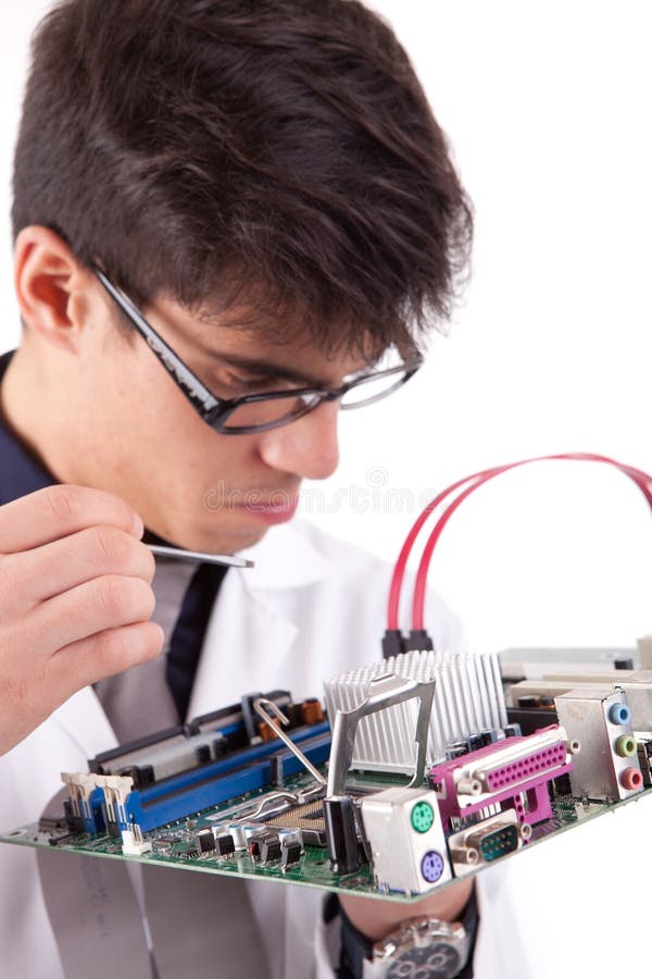 Technician Repairing Computer Hardware in the Lab Stock Photo - Image ...