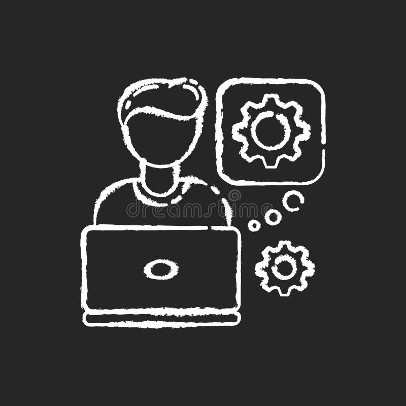 Computer Engineer Chalk White Icon on Black Background Stock Vector ...