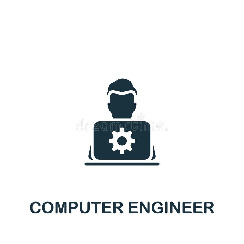 Computer Engineer Icon. Monochrome Simple Project Planning Icon for ...