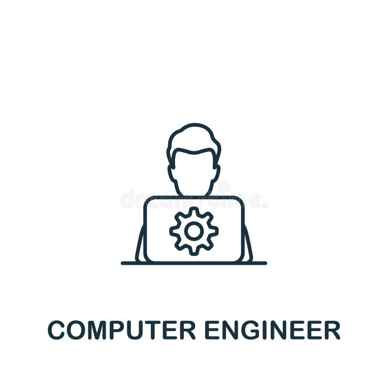 Computer Engineer Icon. Monochrome Simple Project Planning Icon for ...