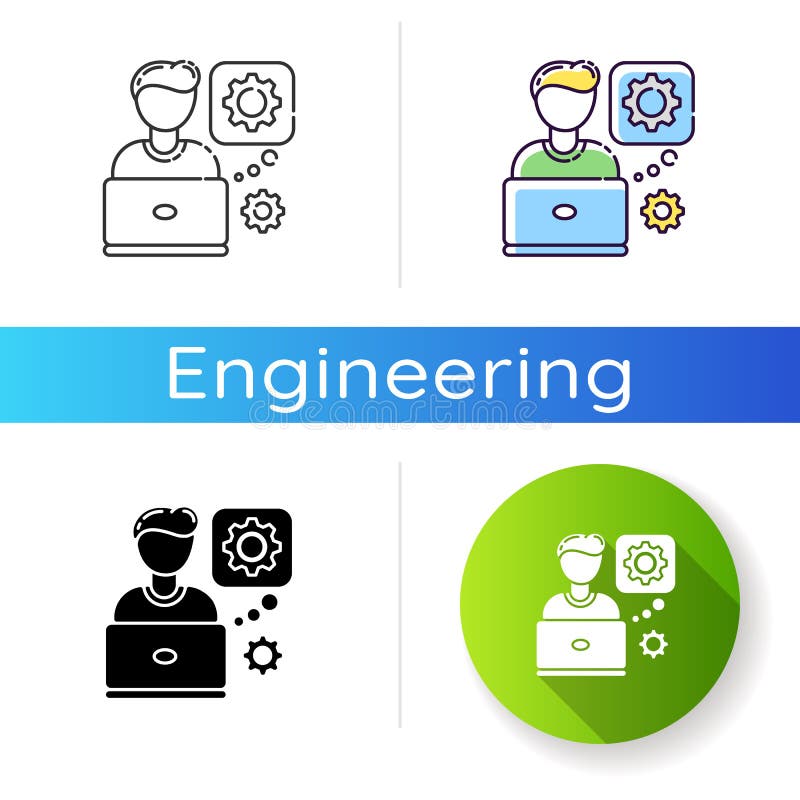 Computer engineer icon stock vector. Illustration of design - 185963259