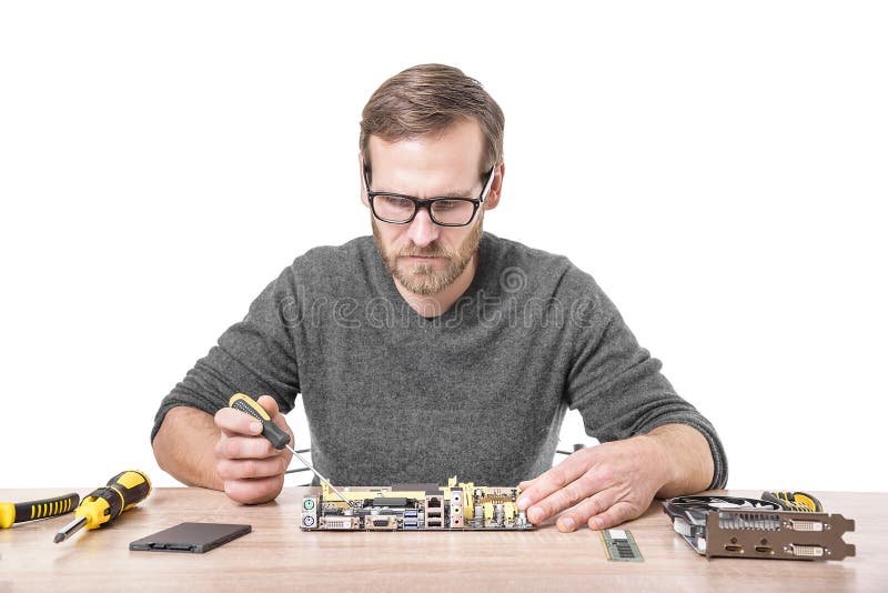 Computer Engineer isolated stock photo. Image of install - 64743092