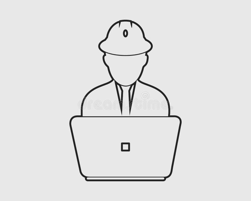 Computer Engineer Line Icon. Stock Vector - Illustration of sign ...