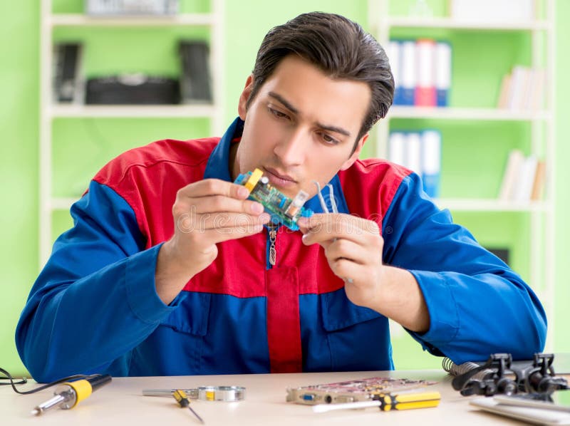 Computer Engineer Repairing Broken Desktop Stock Image - Image of ...