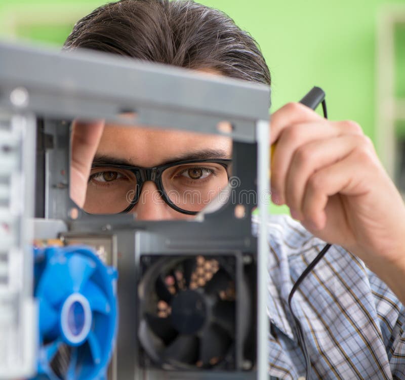 Computer Engineer Repairing Broken Desktop Stock Photo - Image of ...