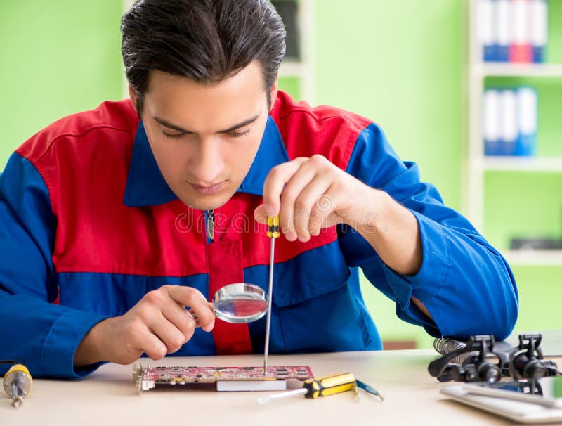 Computer Engineer Repairing Broken Desktop Stock Photo - Image of ...